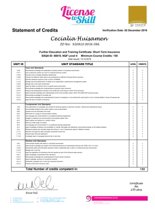 SAQA 66610 - Statement of Credits | PDF | Insurance | Personal Finance