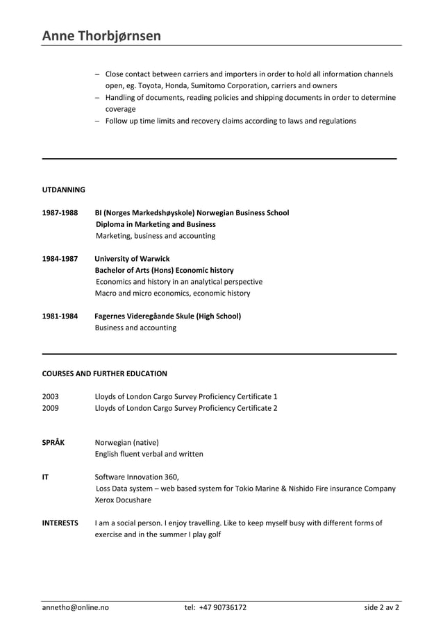 anne cv english | PDF