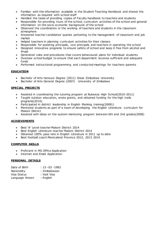 ZINYANDU CV | DOCX