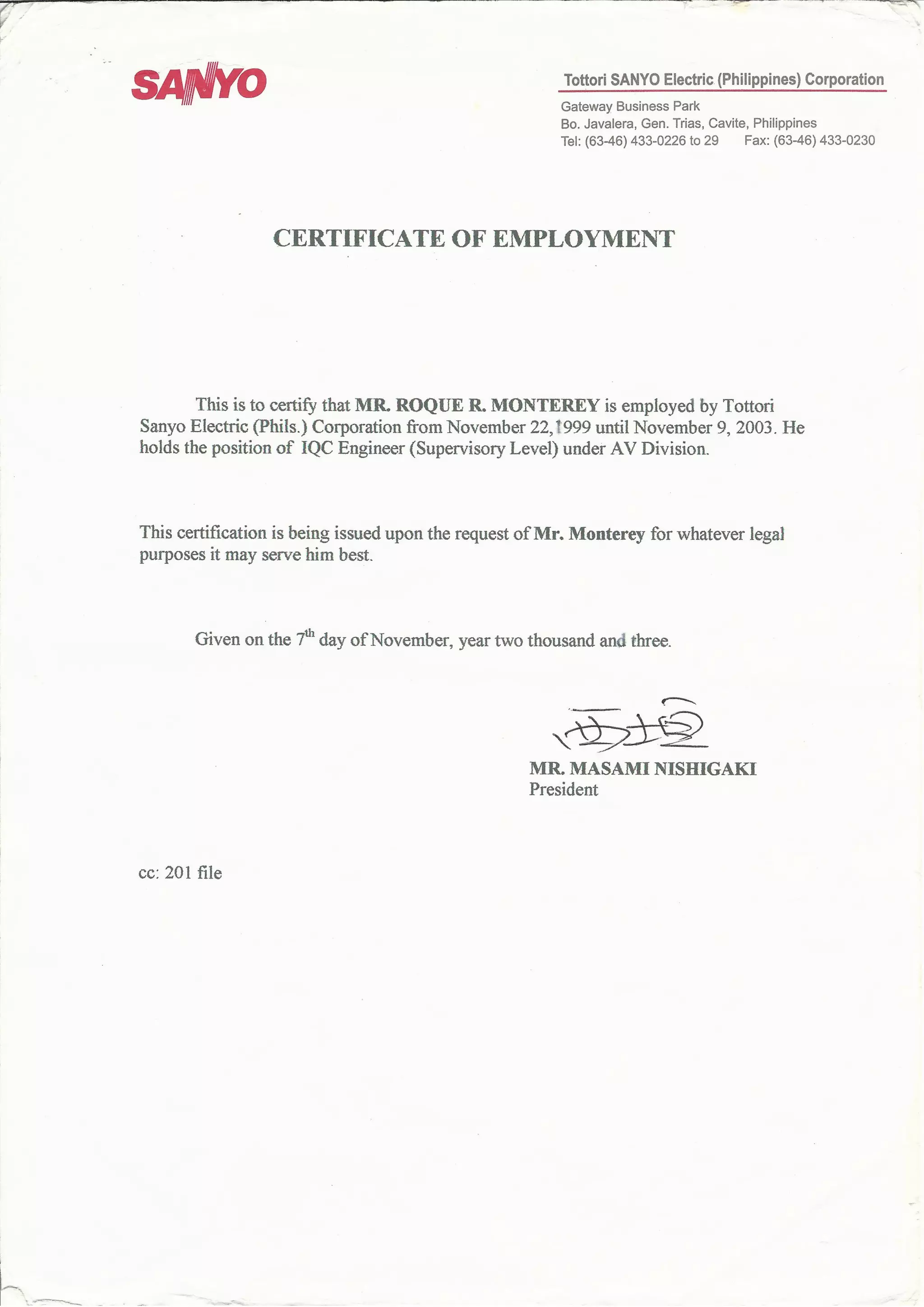 employment certificate | PDF