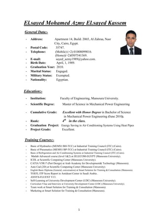 Sayed Azmy cv 2015 | PDF