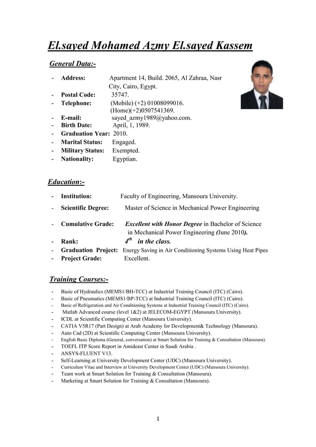 Sayed Azmy cv 2015 | PDF