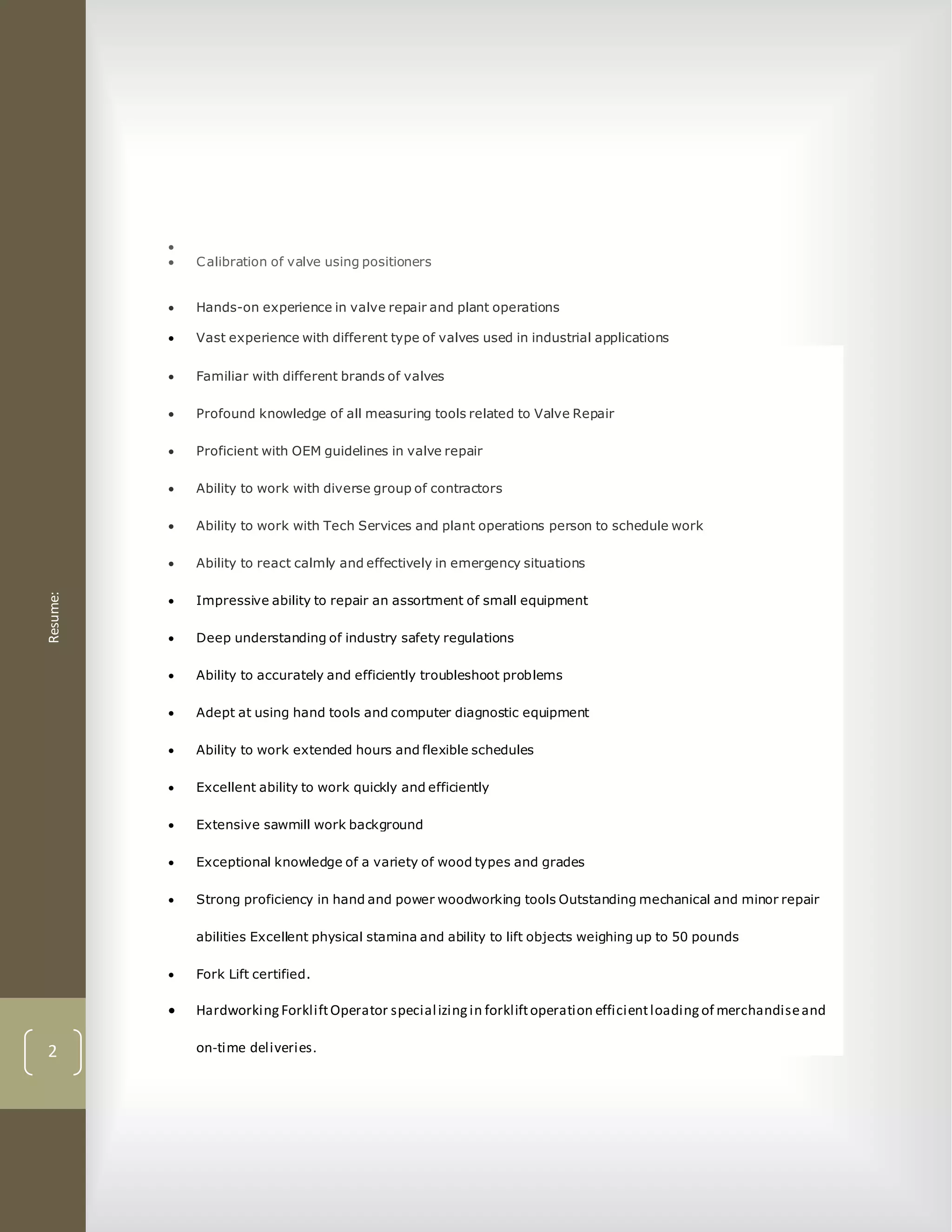 tracy alan chelette resume | DOCX