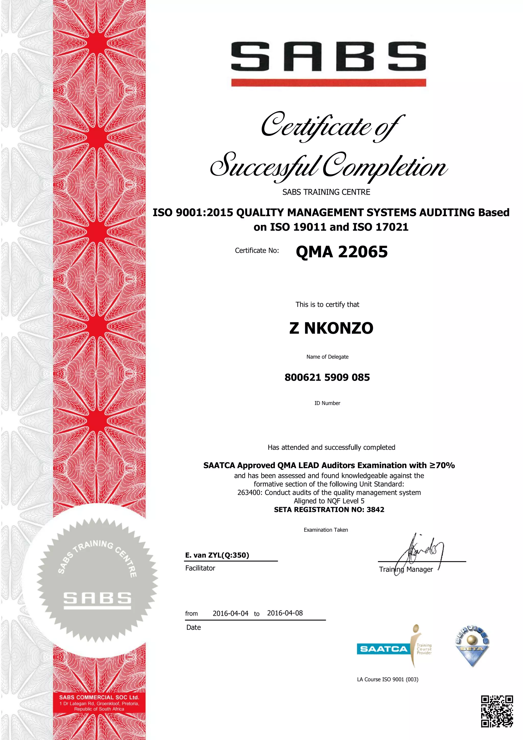 ISO 9001-2015 QUALITY MANAGEMENT SYSTEMS AUDITING Based on ISO 19011 and ISO 17021 (263400) cert ...