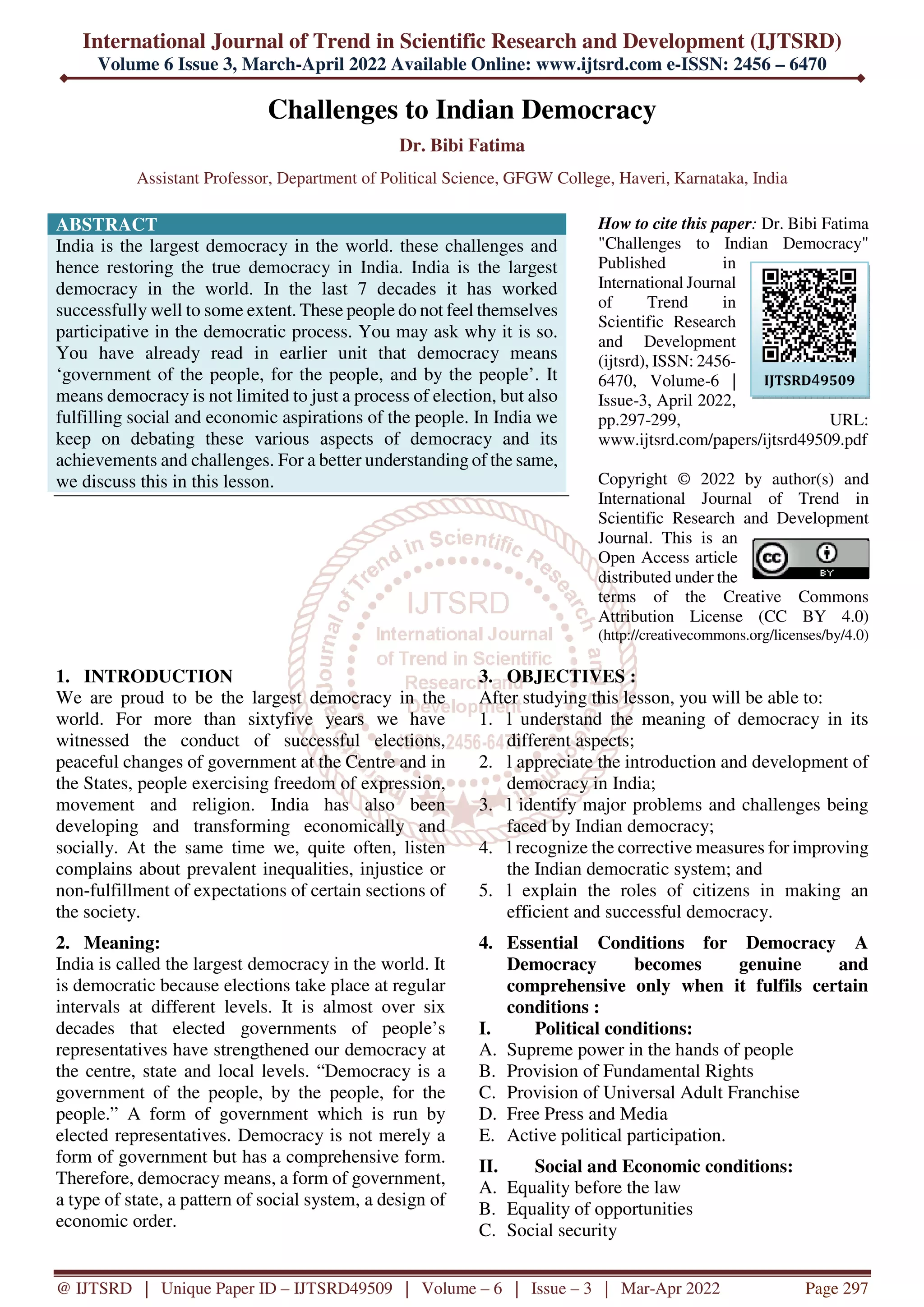 Challenges to Indian Democracy | PDF