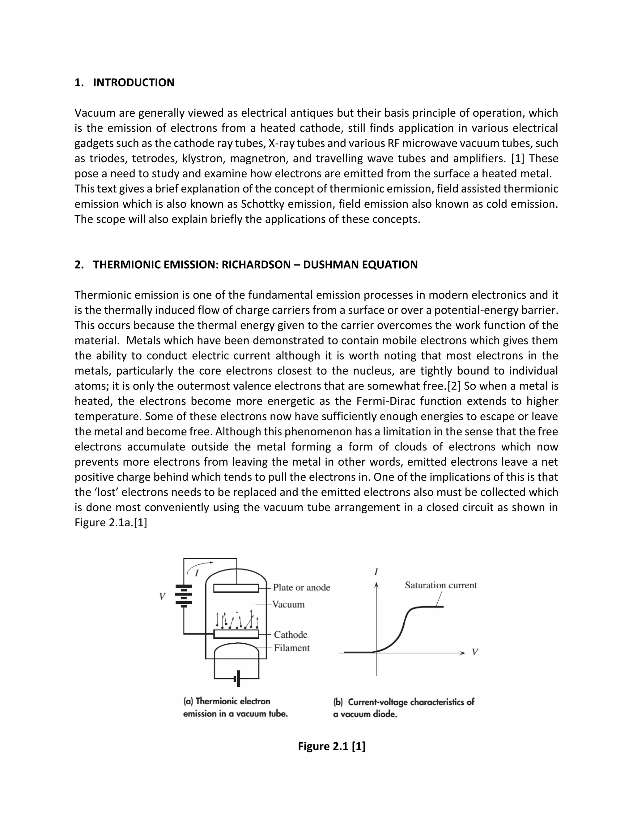 Term Paper - Field Assisted Thermionic Emission, Field Emission, and ...