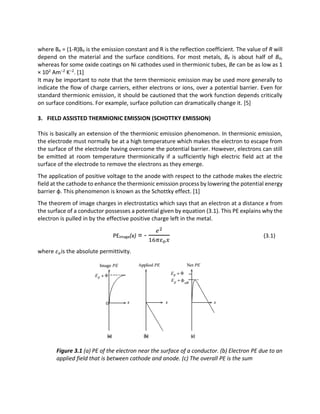 Term Paper - Field Assisted Thermionic Emission, Field Emission, and ...