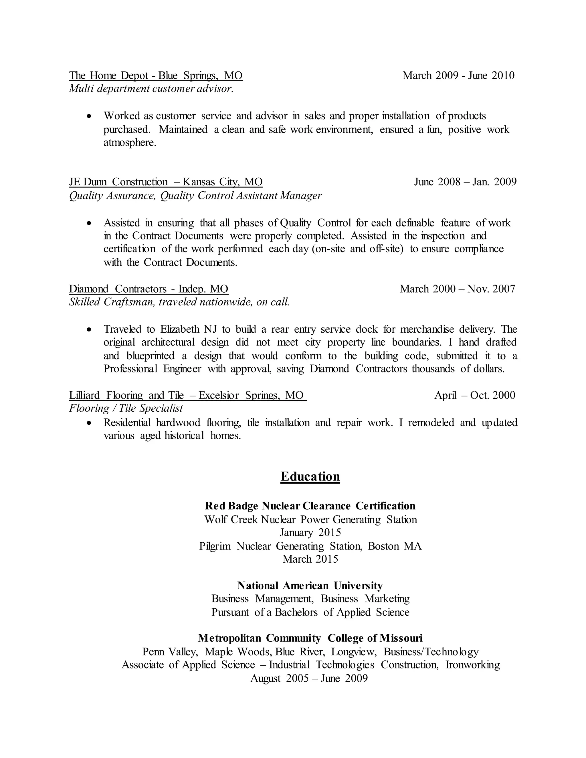 Travis Resume Industrial | PDF