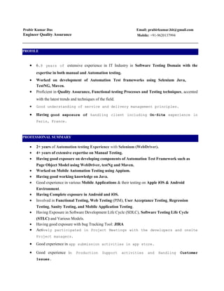 Prabir Kumar Das_Resume for QA Profile | DOC