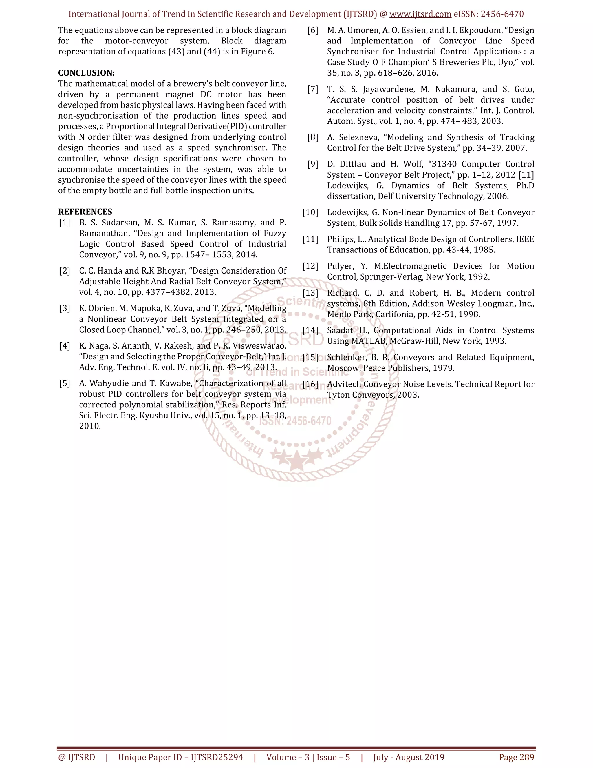 Design and Implementation of Conveyor Belt Speed Control using PID for ...