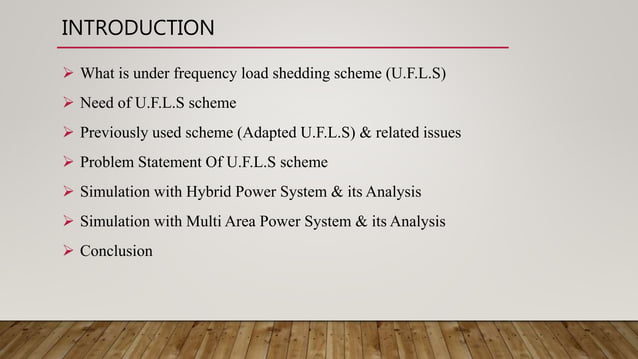 An Under frequency Load Shedding Scheme for | PPT