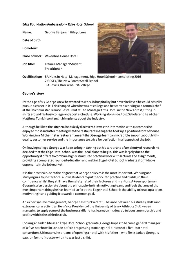 Ambassador Profile | DOCX