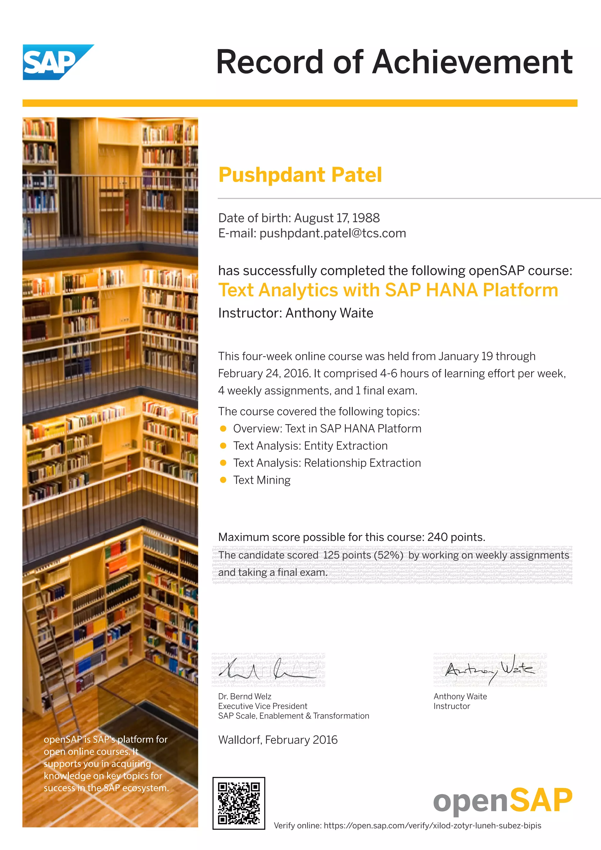 hsta1-RecordOfAchievement | PDF | Business and Finance