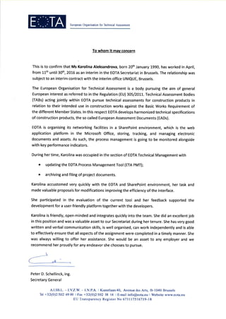 EOTA letter of recommendation | PDF