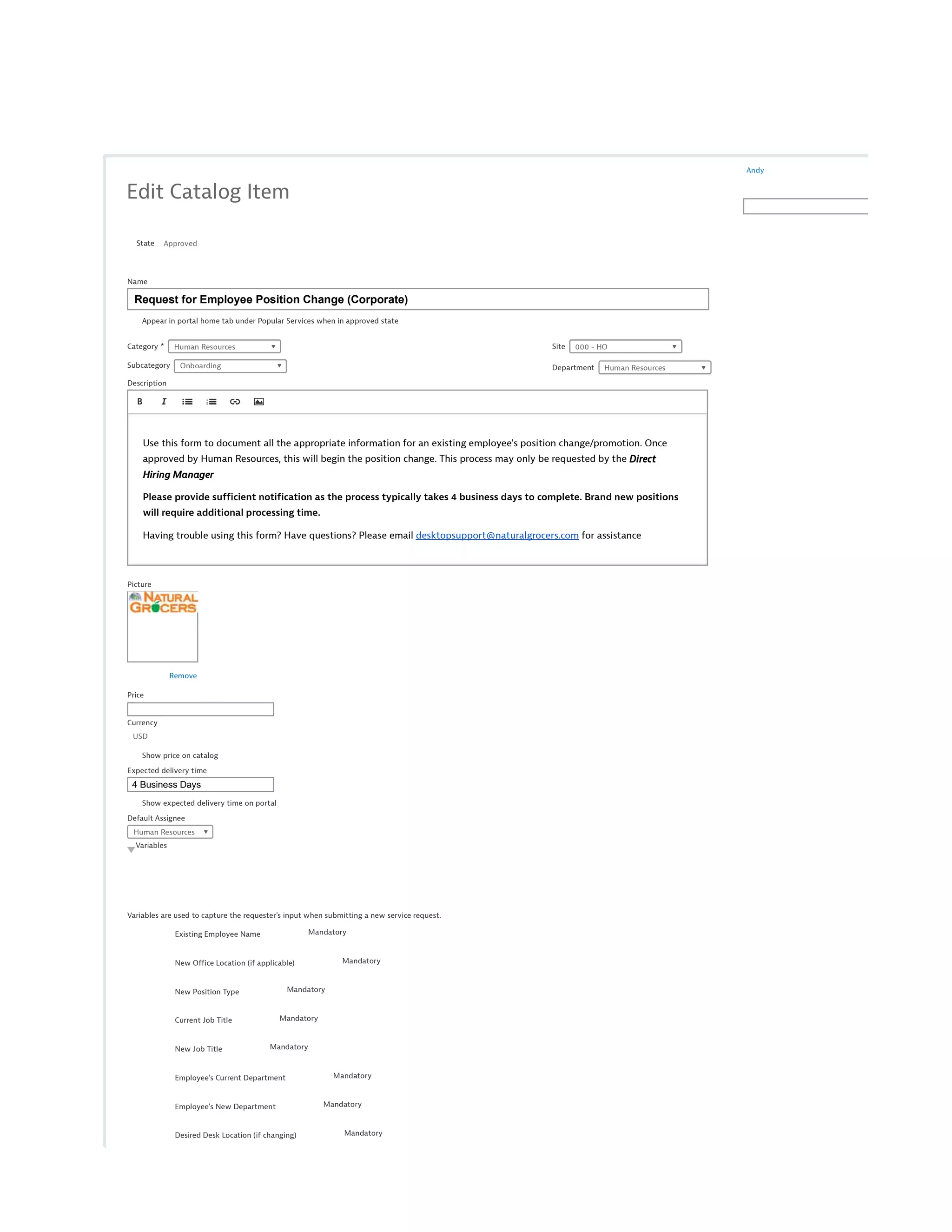 Request for Employee Position Change (Corporate) Edit View | PDF