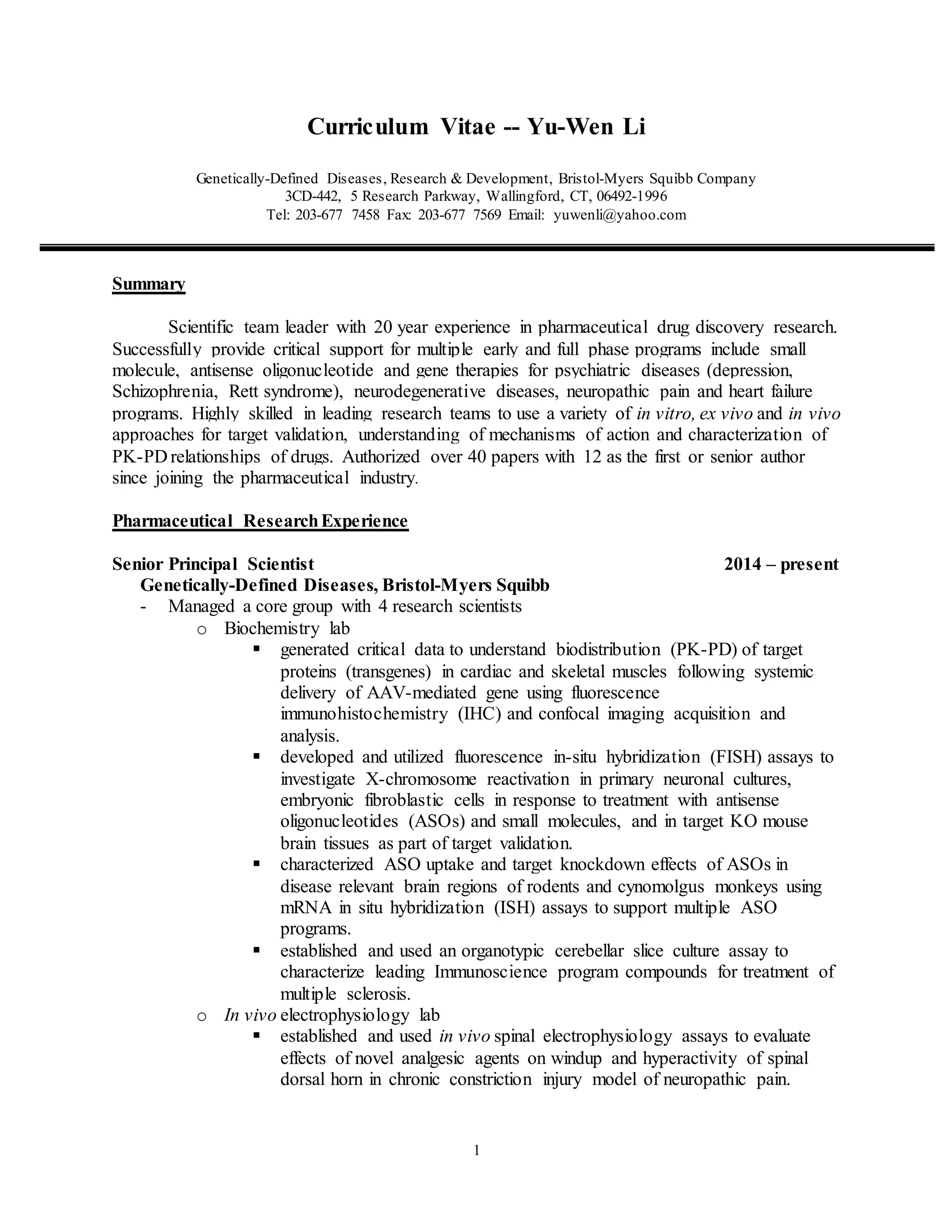 Yu-Wen Li Resume | DOCX