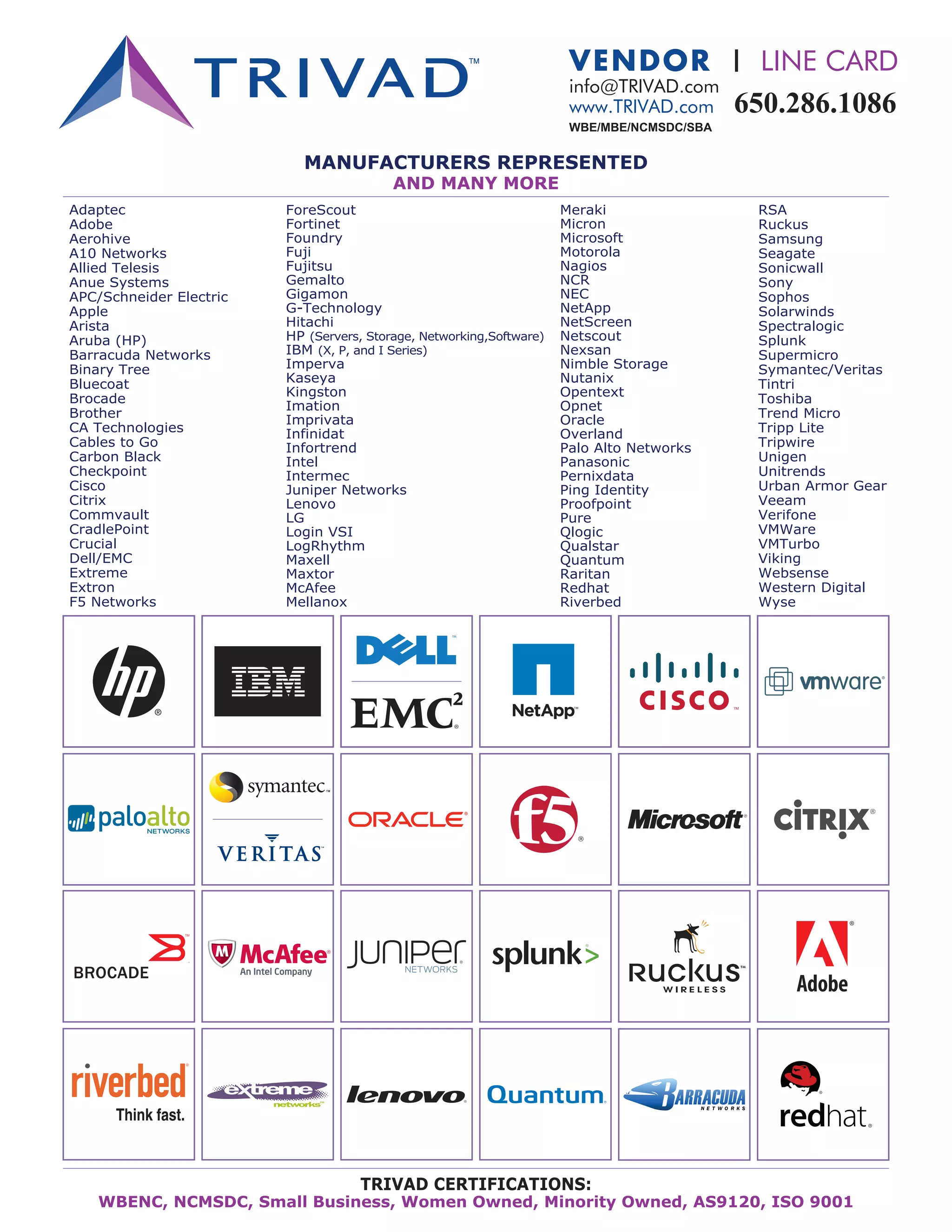 TRIVAD Products Linecard | PDF