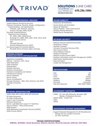 TRIVAD Products Linecard | PDF