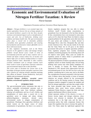 Economic and Environmental Evaluation of Nitrogen Fertilizer Taxation ...