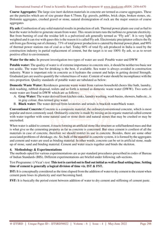 Experimental Evaluation of Potential of Treated Domestic Waste Water as ...