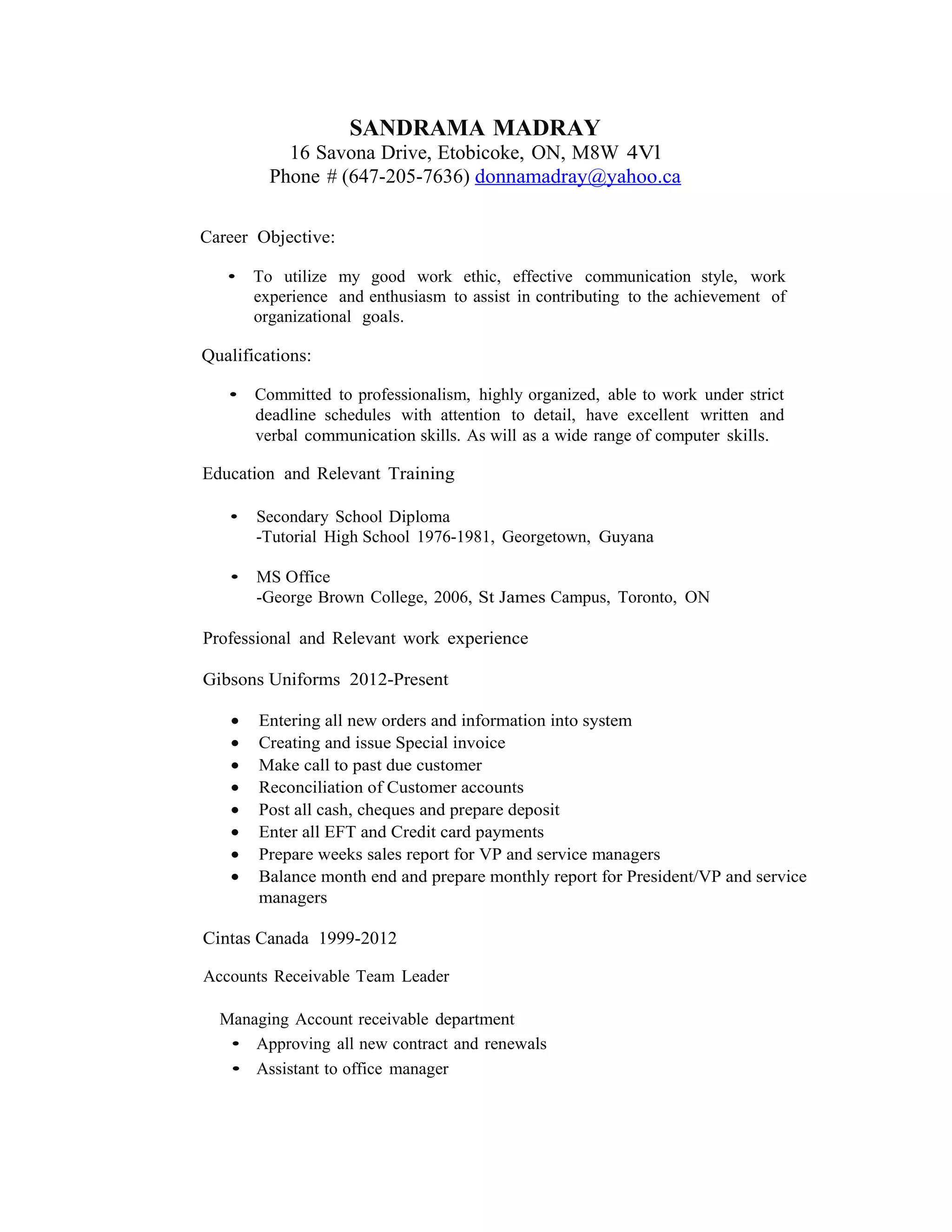 Sandrama Resume | DOC | Business | Business and Finance