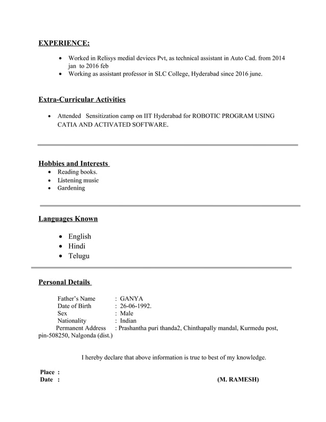 Ramesh.143 resume | DOC | Education