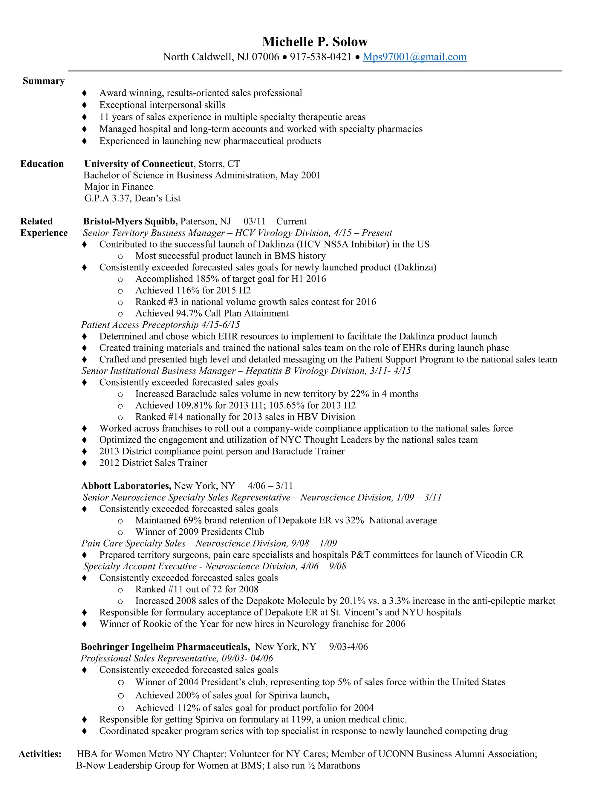 Michelle Solow Resume - Sept | PDF