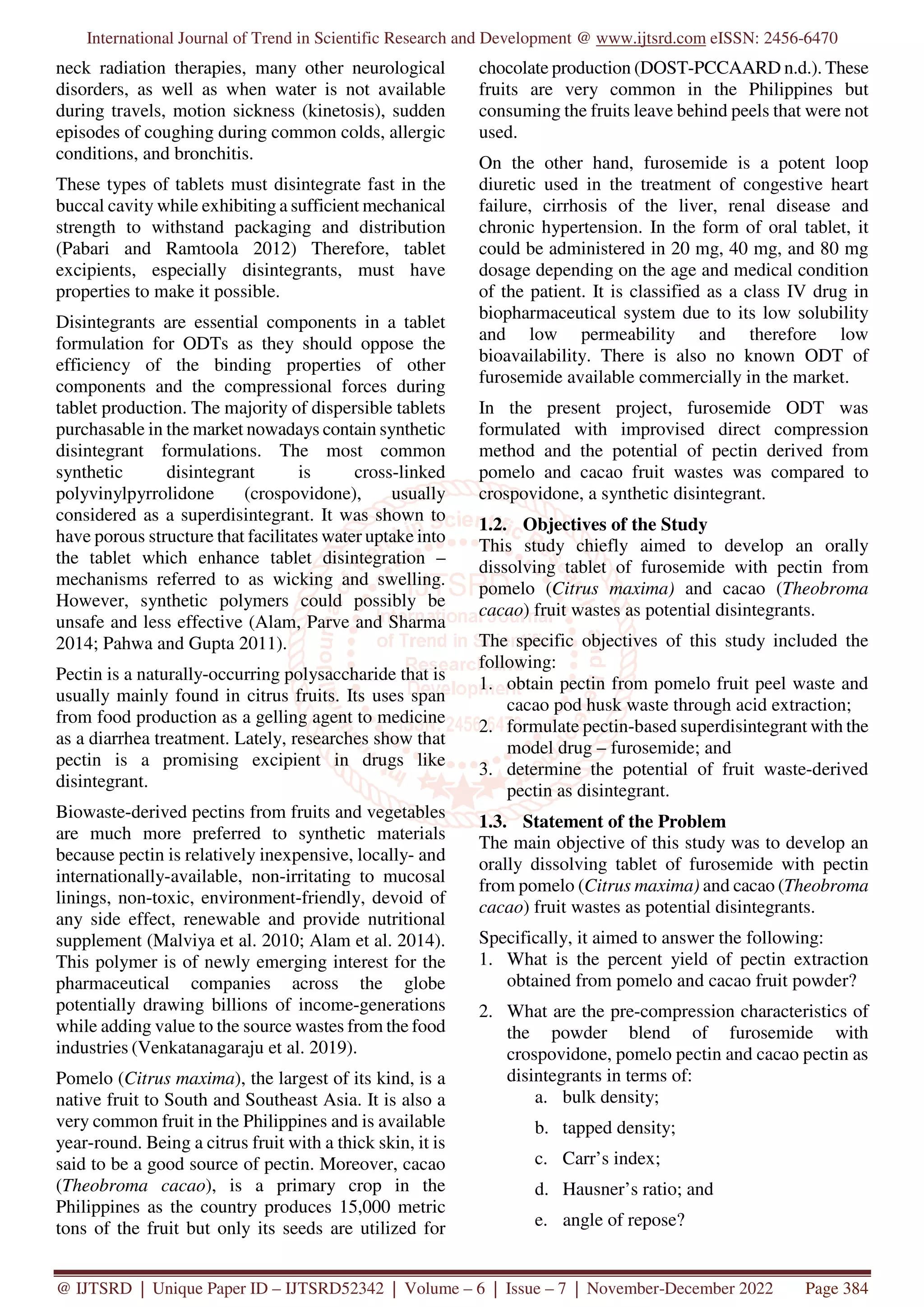 Green Synthesis of Biowaste Derived Pectin from Pomelo Citrus Maxima ...