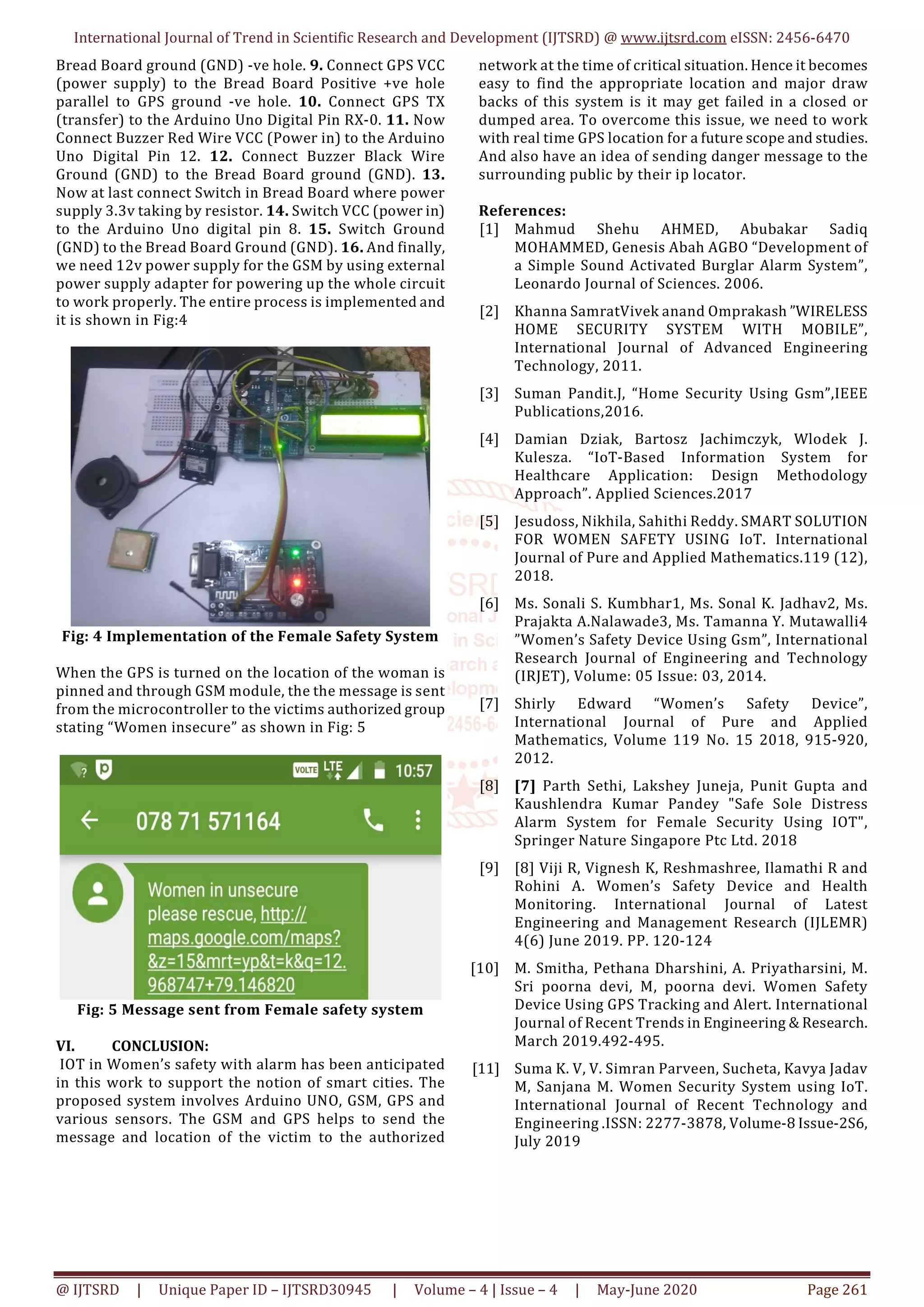 Implementation of Women Safety System using Internet of Things | PDF ...