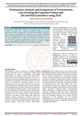 Performance Analysis and Comparison of Transmission Line Varying the Capacitor Value with PI and ...