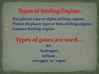 PPT on General study of STIRLING ENGINE by M.M.RAFIK. | PPTX
