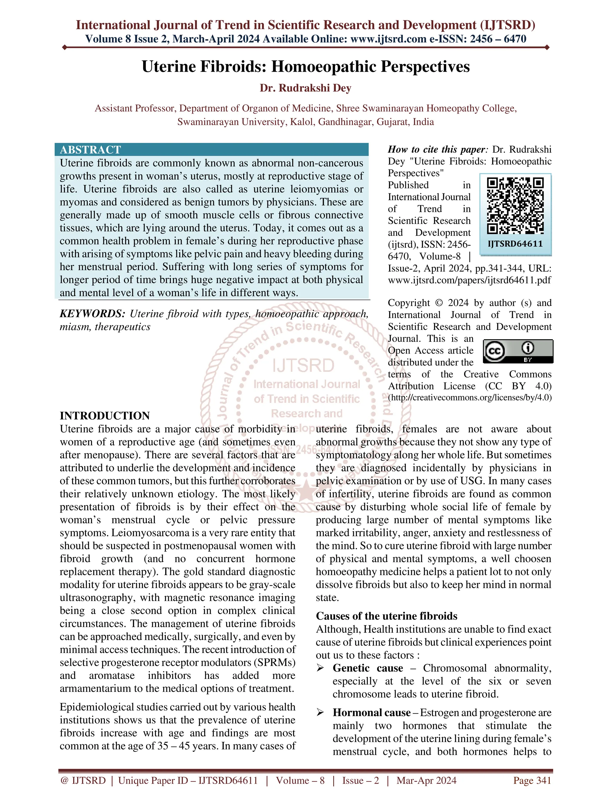 Uterine Fibroids Homoeopathic Perspectives | PDF