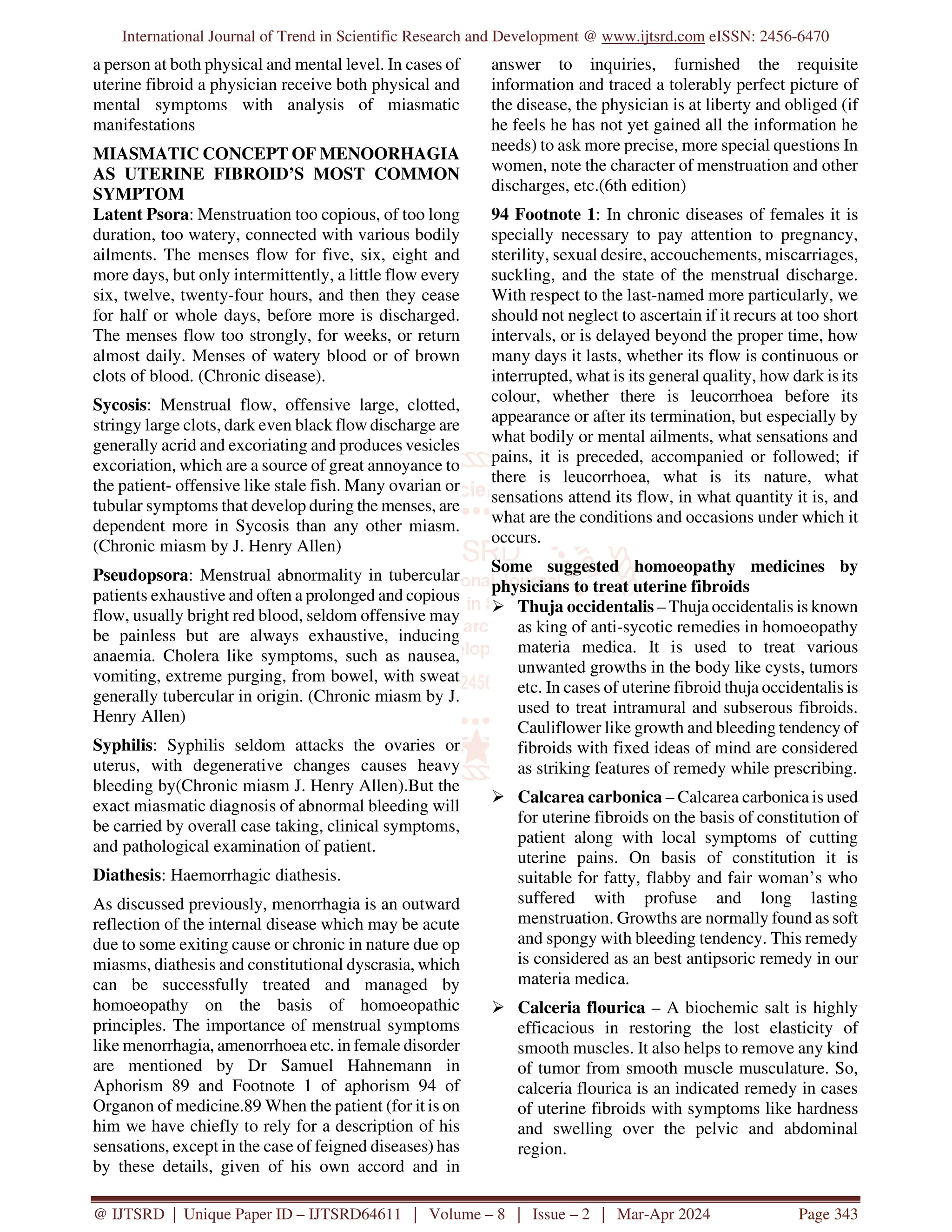 Uterine Fibroids Homoeopathic Perspectives | PDF