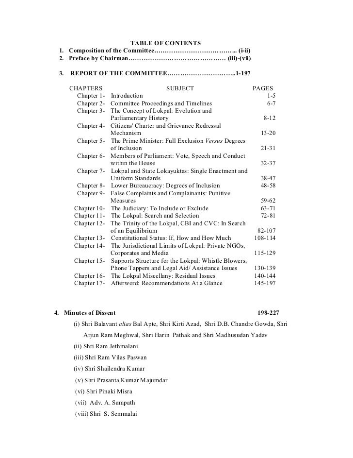 Lokpal Bill- Parliamentary Standing Committee Report
