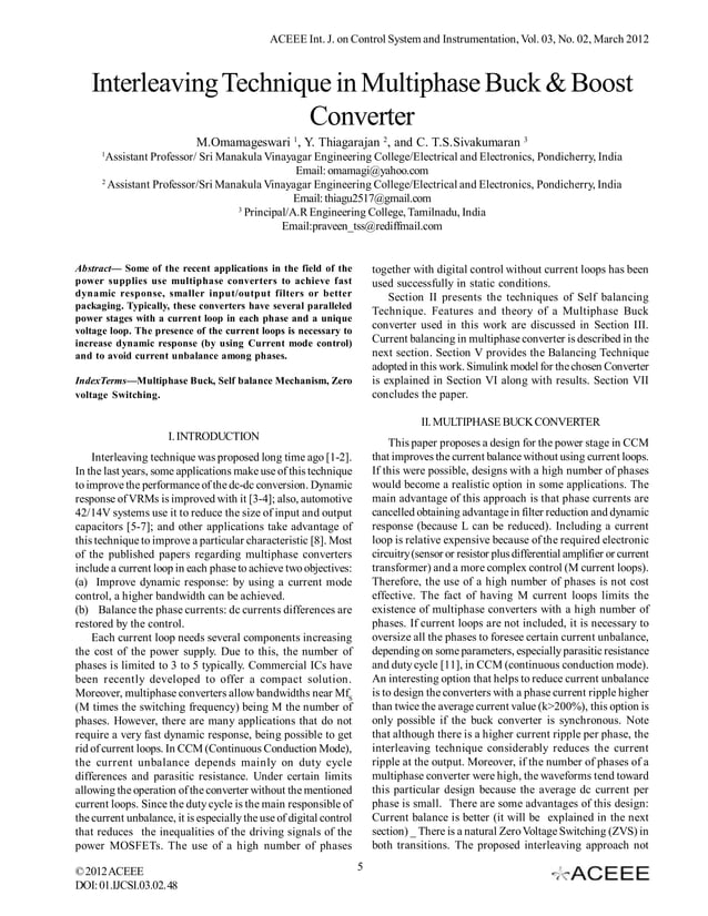 Interleaving Technique in Multiphase Buck & Boost Converter | PDF