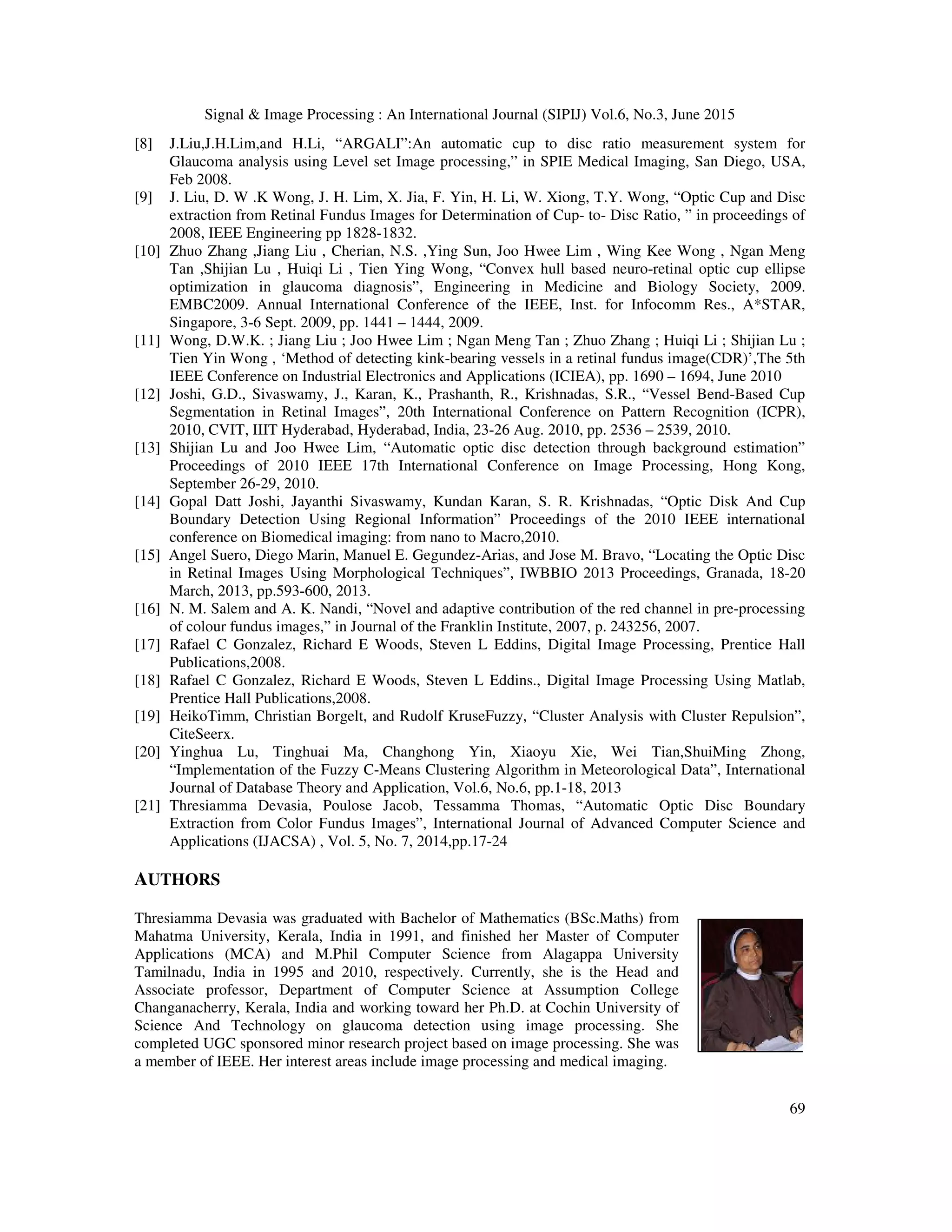 Fuzzy Clustering Based Glaucoma Detection Using The Cdr Pdf