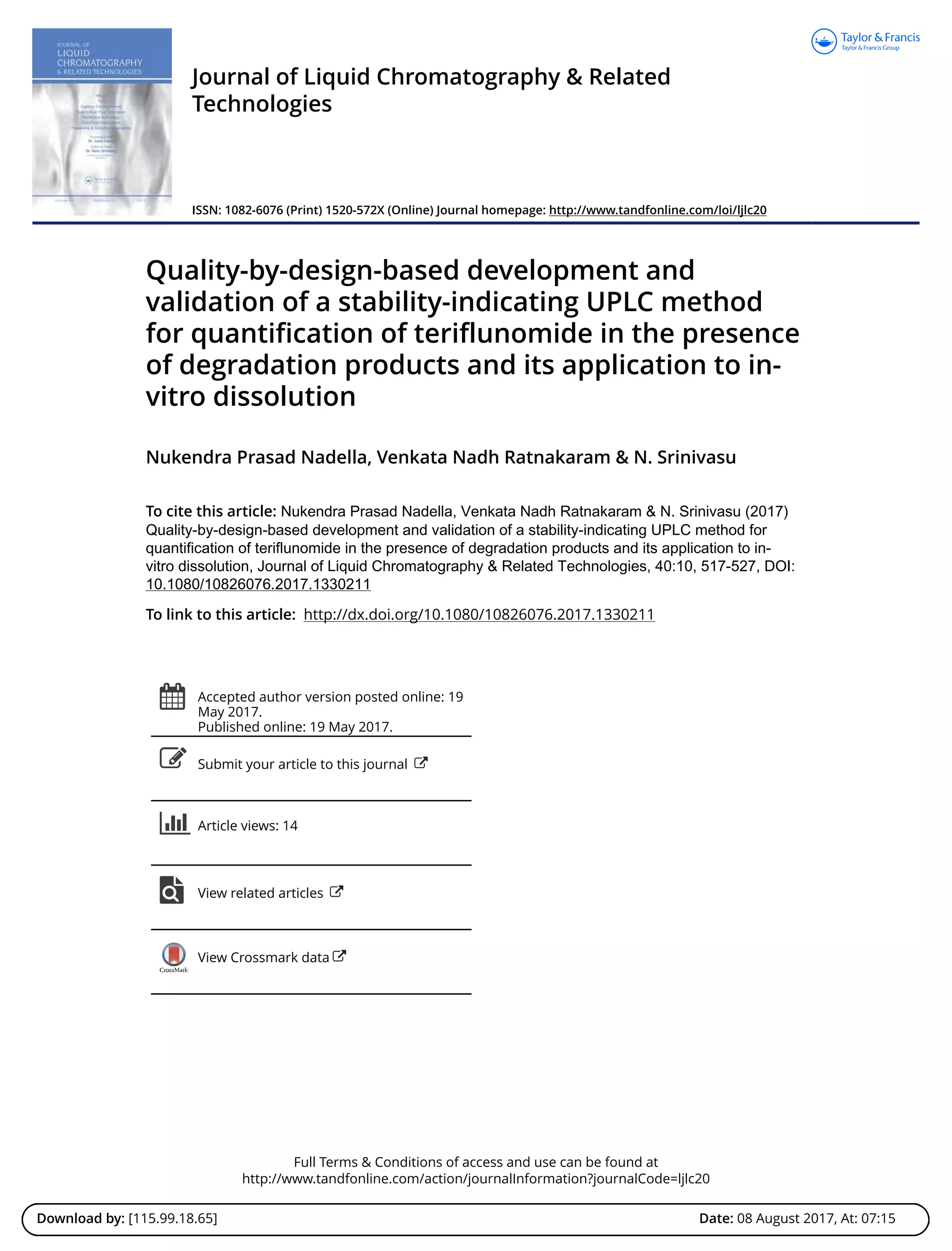Quality-by-design-based development and validation of a stability-indicating UPLC method for ...