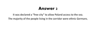 REVISION IGCSE CAMBRIDGE HISTORY: POLISH CORRIDOR | PPTX