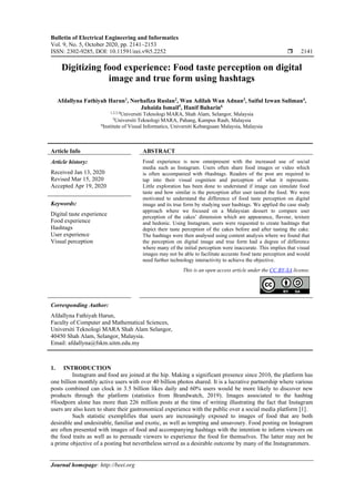 Digitizing food experience: Food taste perception on digital image and ...