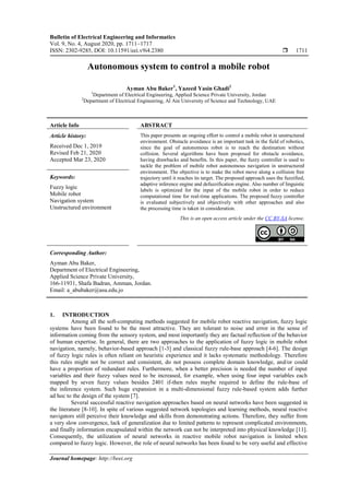 Autonomous system to control a mobile robot | PDF