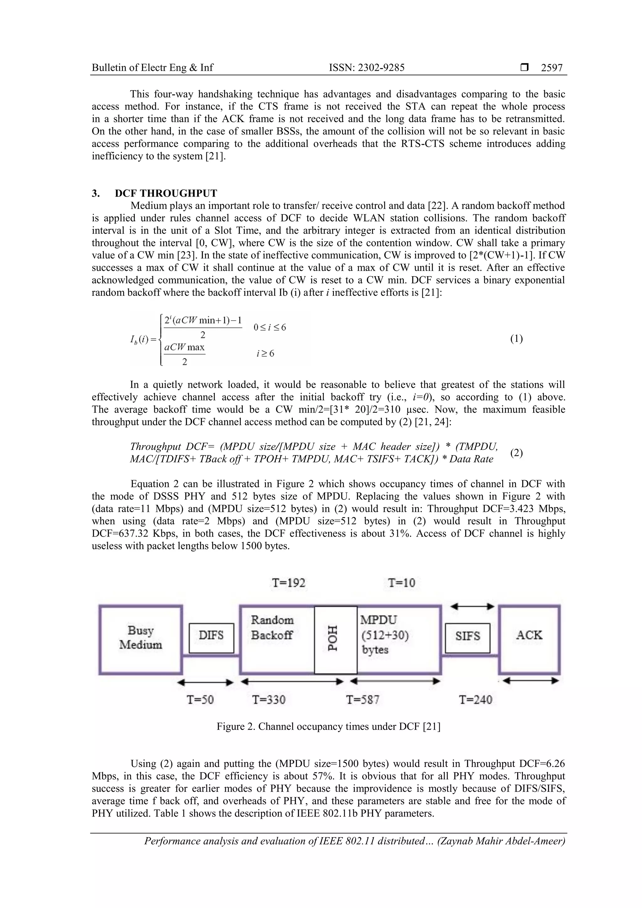 Performance Analysis And Evaluation Of Ieee 802 11 Distributed Coordination Function Using Opnet