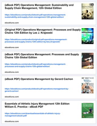(eBook PDF) Operations Management 12th Edition by William Stevenson | PDF