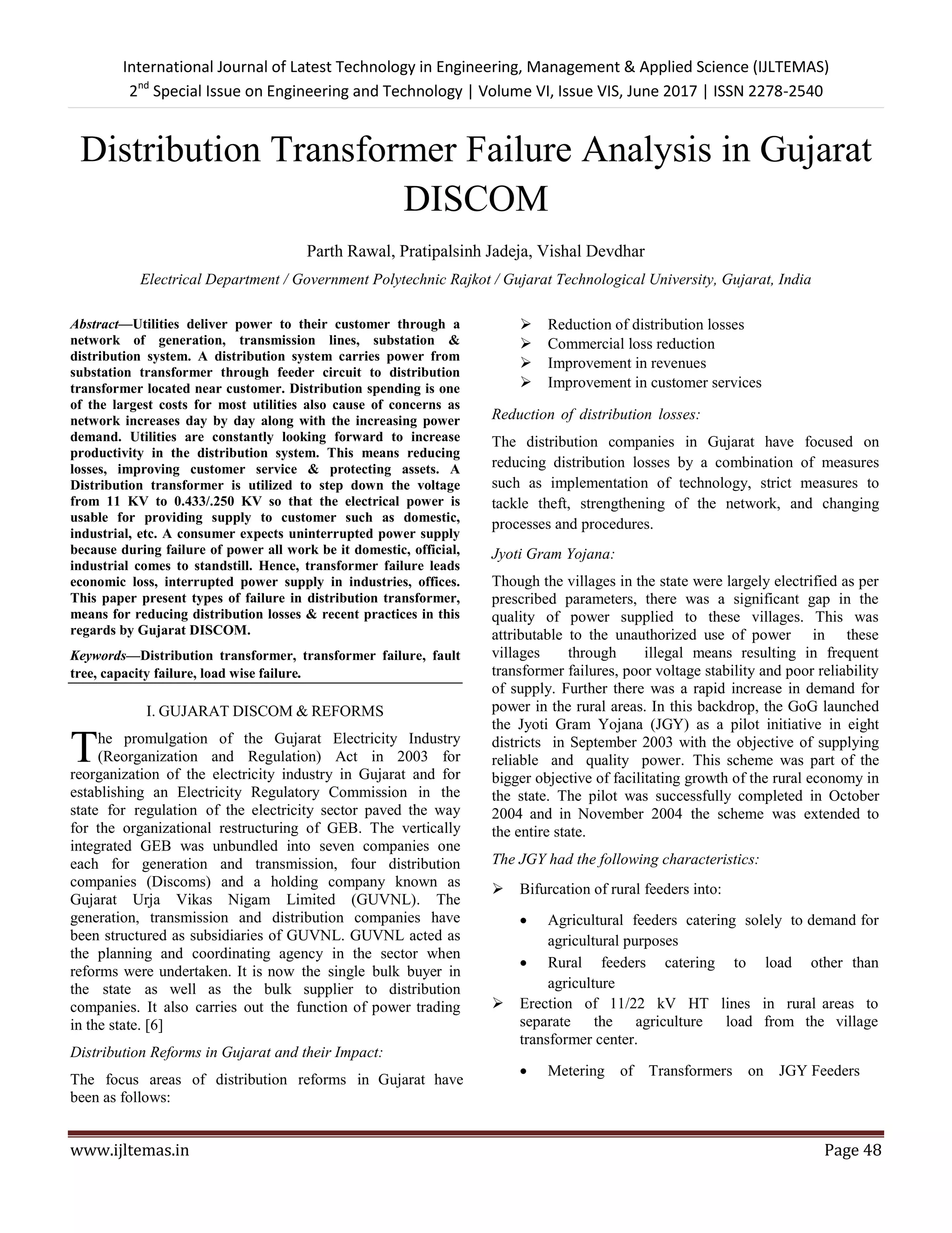 Distribution Transformer Failure Analysis in Gujarat DISCOM | PDF