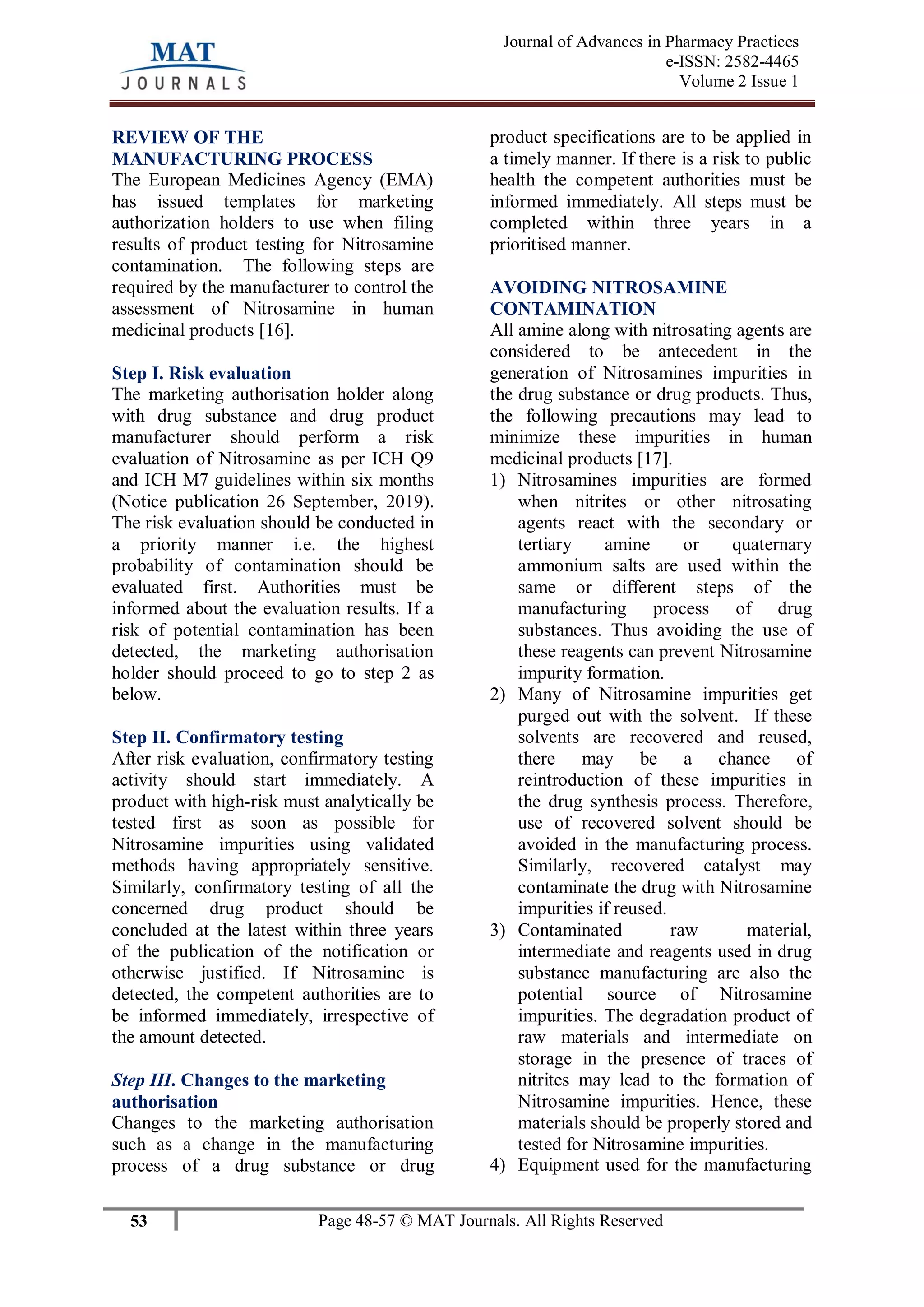 Nitrosamine impurities in drug substances and drug products-format | PDF