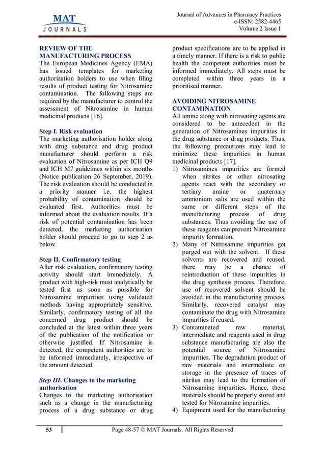 Nitrosamine impurities in drug substances and drug products-format ...