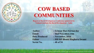 Cow Based Communities | PPTX
