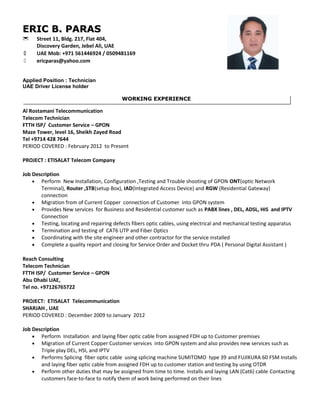 Eric Paras CV 2015e | DOC
