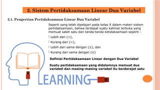 PROGRAM LINEAR, SALAH SATU MATERI MATEMATIKA | PPTX