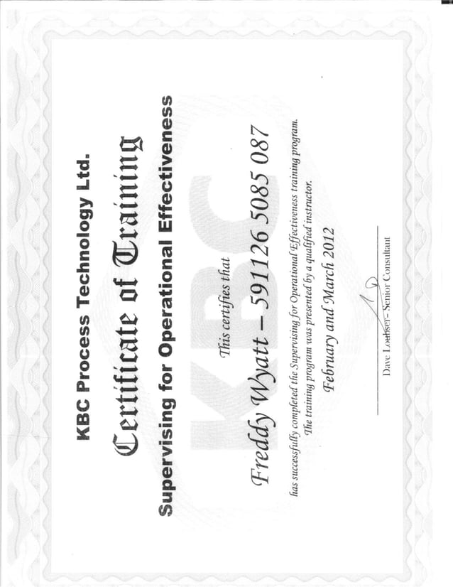 KBC Supervisor Cert | PDF