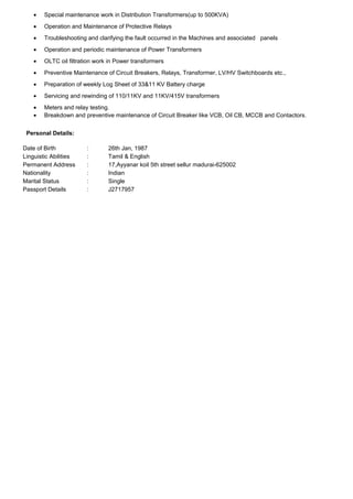 Maridass_ ELE_6 +YR SAP CMMS,Material Engineer | DOC